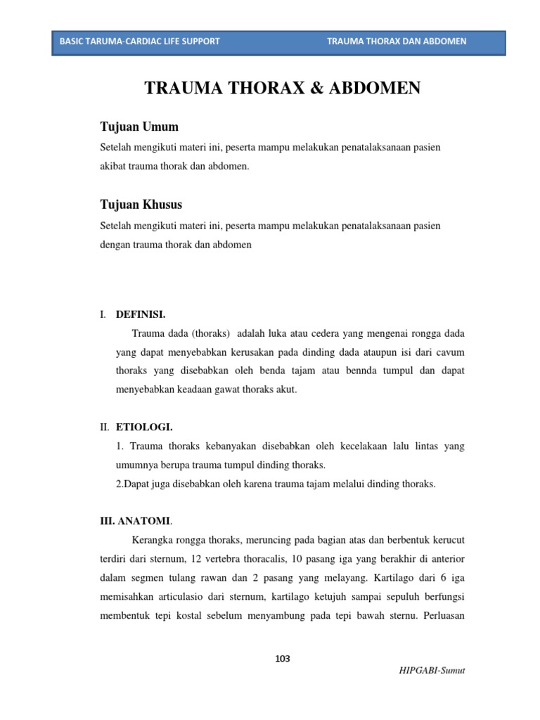 BAB X (Trauma Thorax Dan Abdomen) | PDF