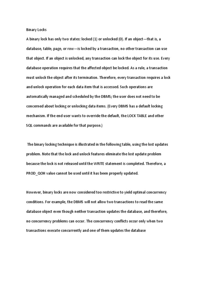 Binary Locks | PDF | Database Transaction | Databases