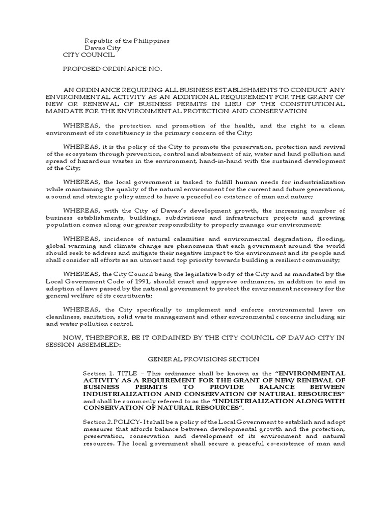 City Ordinance | PDF | Waste | Environmental Protection