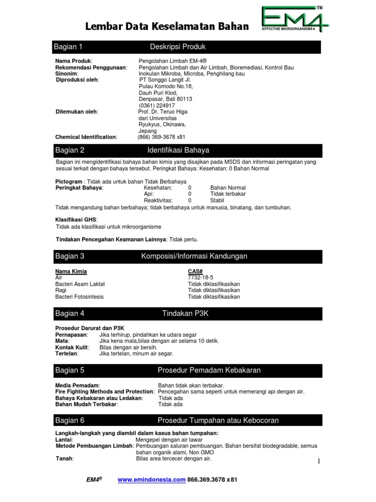 MSDS Em4 | PDF | Sains & Matematika