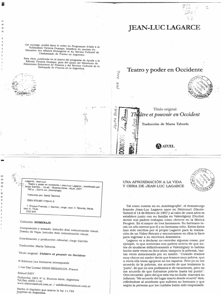 LAGARCE, J.L. - Teatro y Poder en Occidente PDF | PDF