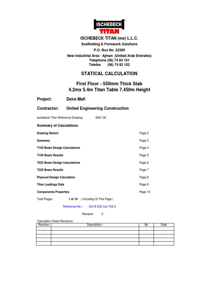 First Floor Slab Formwork Calculations | Download Free PDF | Plywood ...