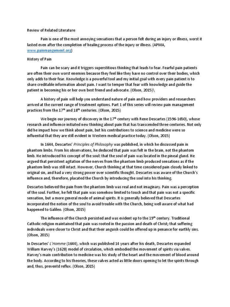 Research Capstone RRL | PDF | Pain | René Descartes