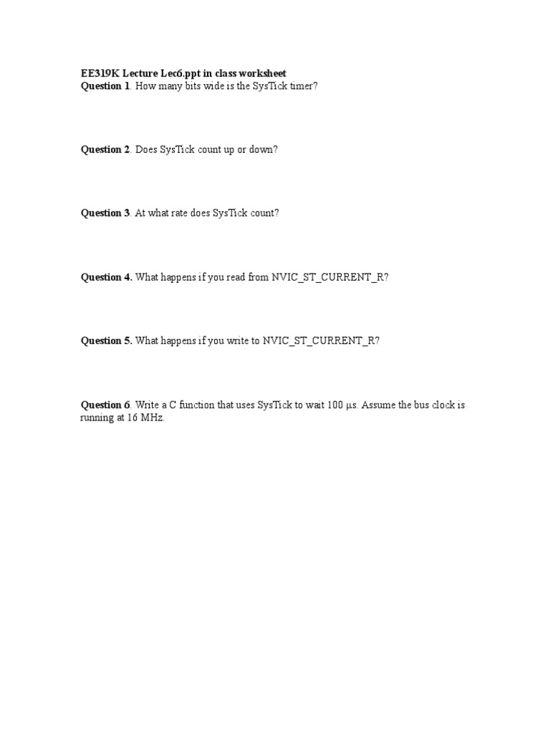S. Assume The Bus Clock Is Running at 16 MHZ | PDF | Electrical ...