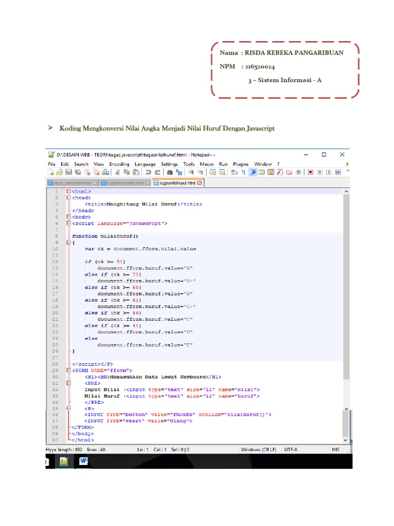 Tugas Aplikasi Javascript | PDF