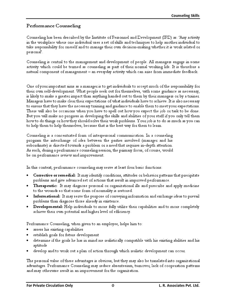Performance Counseling | PDF | Performance Appraisal | Motivation