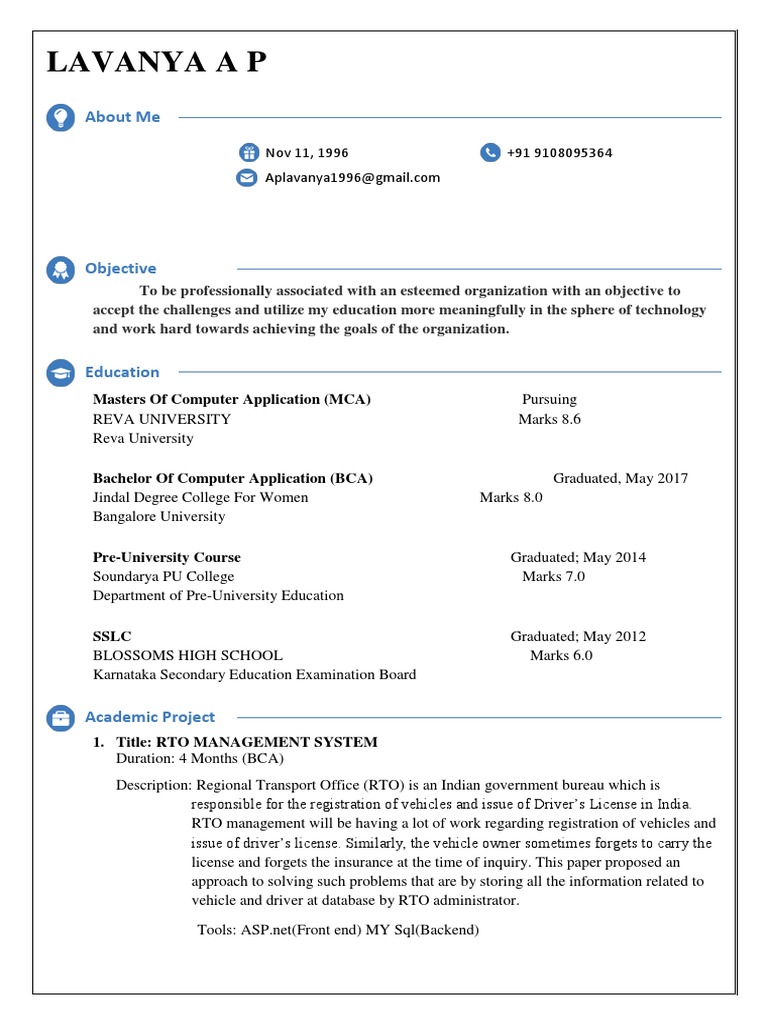 Lavanya A P: About Me | PDF | Databases | Programming Language