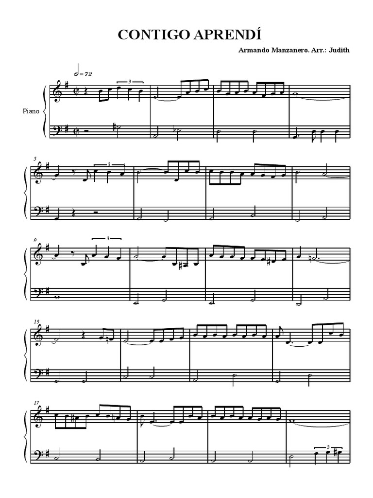 Contigo Aprendí Armando Manzanero Arr Judith Pdf