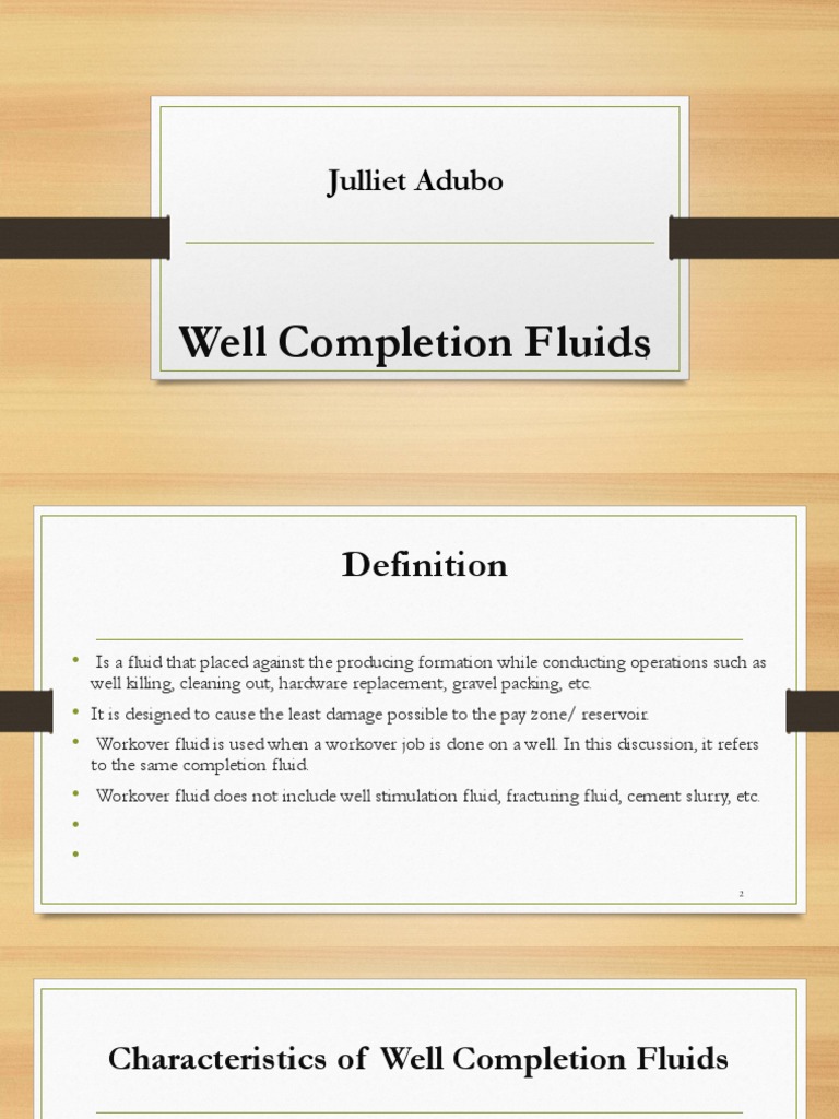 Julliet Adubo: Well Completion Fluids | PDF | Emulsion | Physical Chemistry