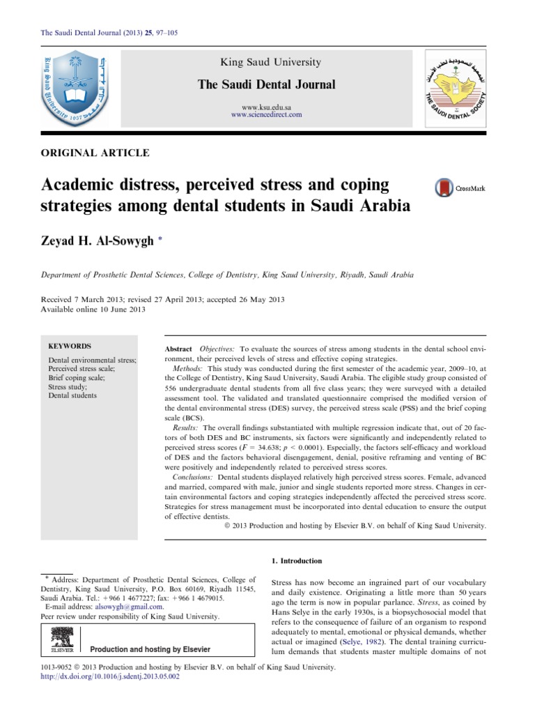 Academic Distress Perceived Stress and Coping | PDF | Coping ...