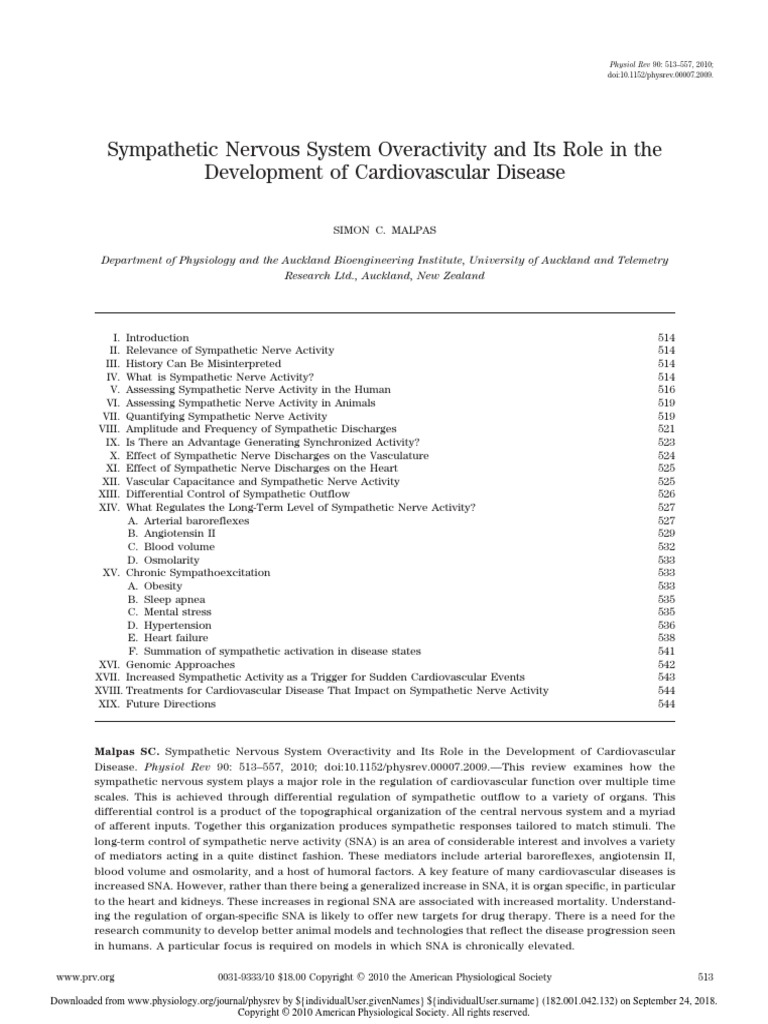 Sympathetic Nervous System Overactivity and Its Role in The Development ...