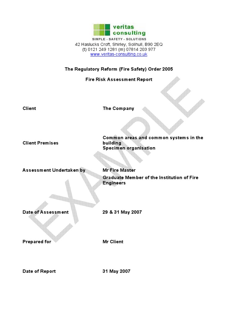 Fire Risk Assessment Report for Commercial Building | PDF | Fire Safety ...