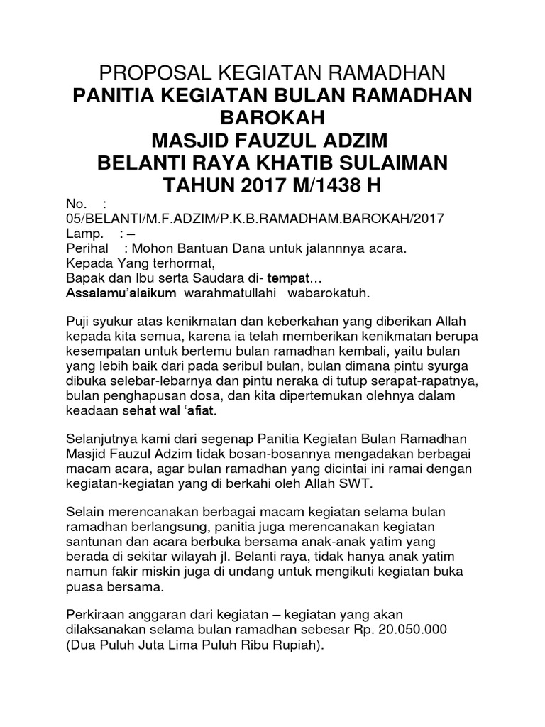 Proposal Kegiatan Ramadhan | PDF