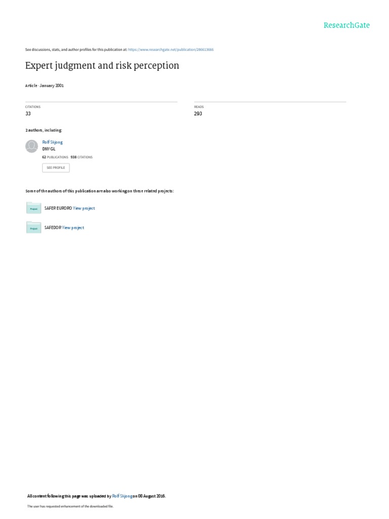 Expert Judgment and Risk Perception: January 2001 | PDF | Heuristics In ...