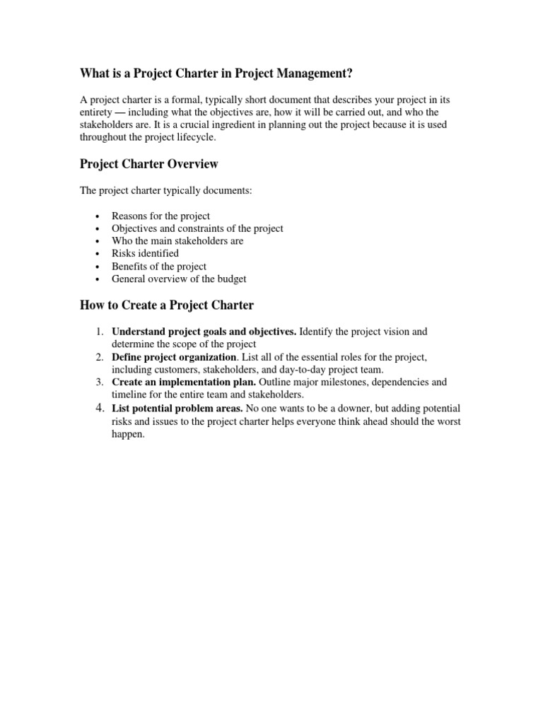 What Is A Project Charter in Project Management | PDF | Project ...