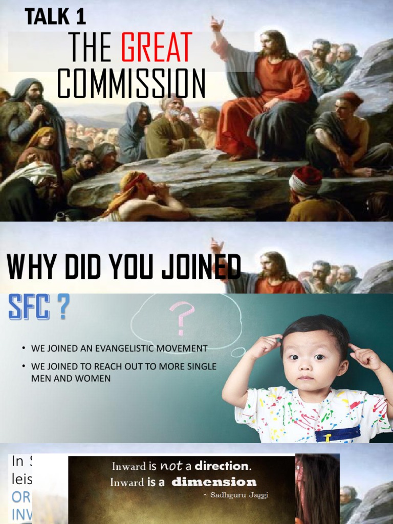Talk 1 The Great Commission | PDF | Great Commission | Evangelism