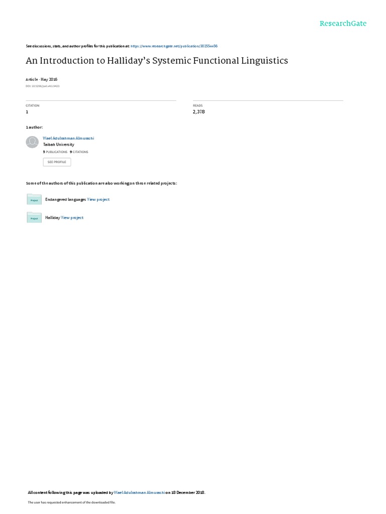 An Introduction To Halliday's Systemic Functional Linguistics | Download Free PDF | Linguistics ...