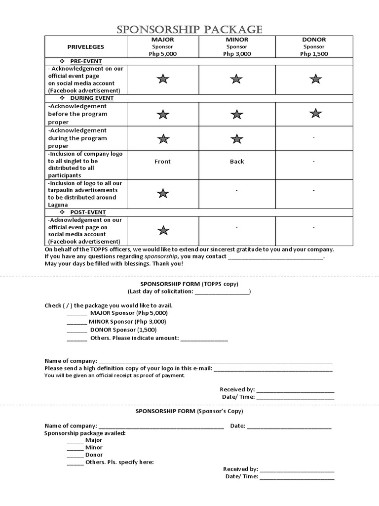 Fun Run Sponsorship Package | PDF | Communication | Business