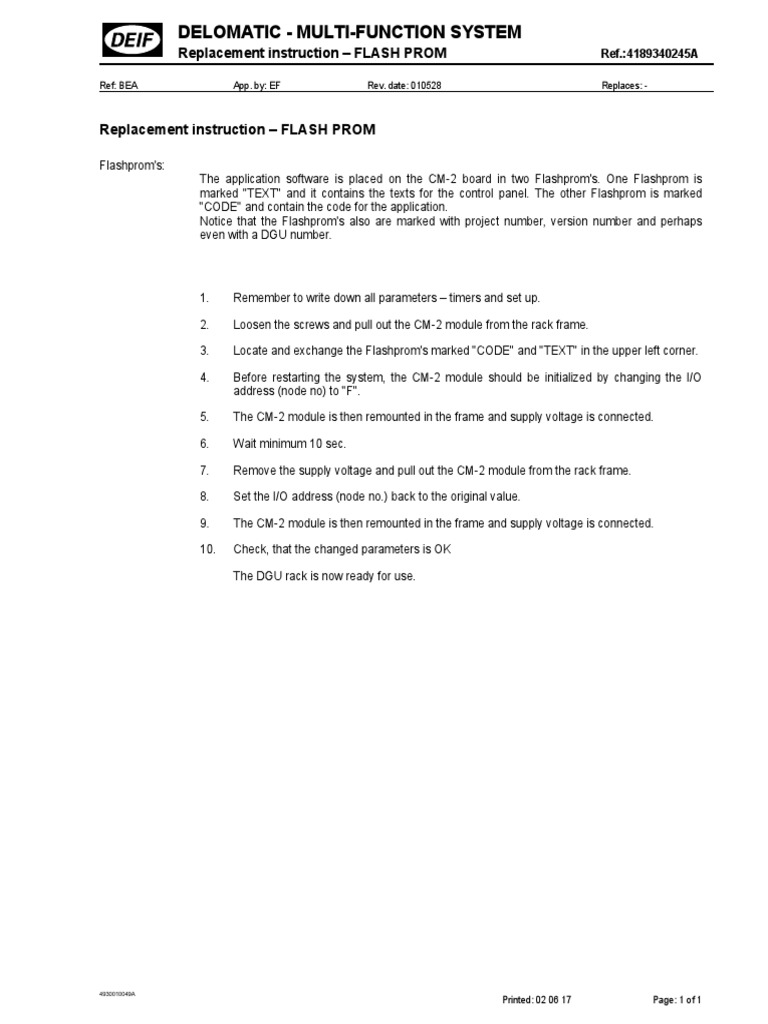 Delomatic 3, Replacement Instruction, Flash Prom, 4189340245 UK PDF ...