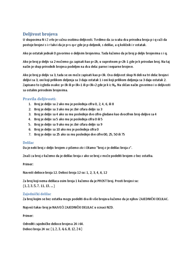 Deljivost Brojeva | PDF