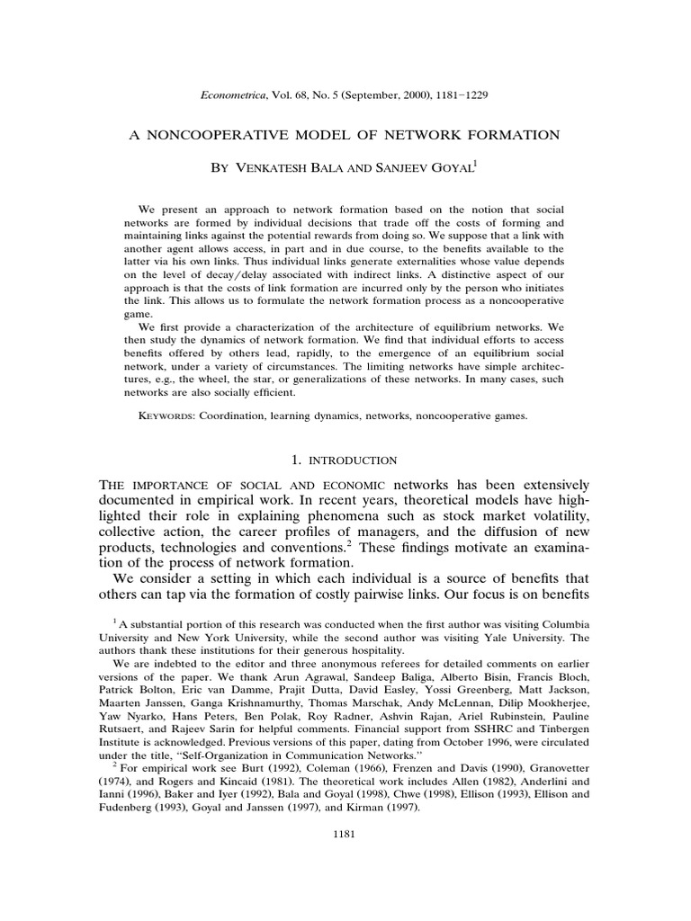 Bala Goyal Model | PDF | Social Network | Markov Chain