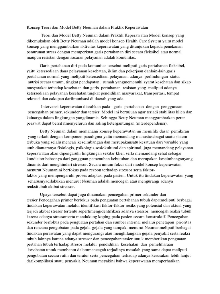Konsep Teori Dan Model Betty Neuman Dalam Praktik Keperawatannn | PDF ...