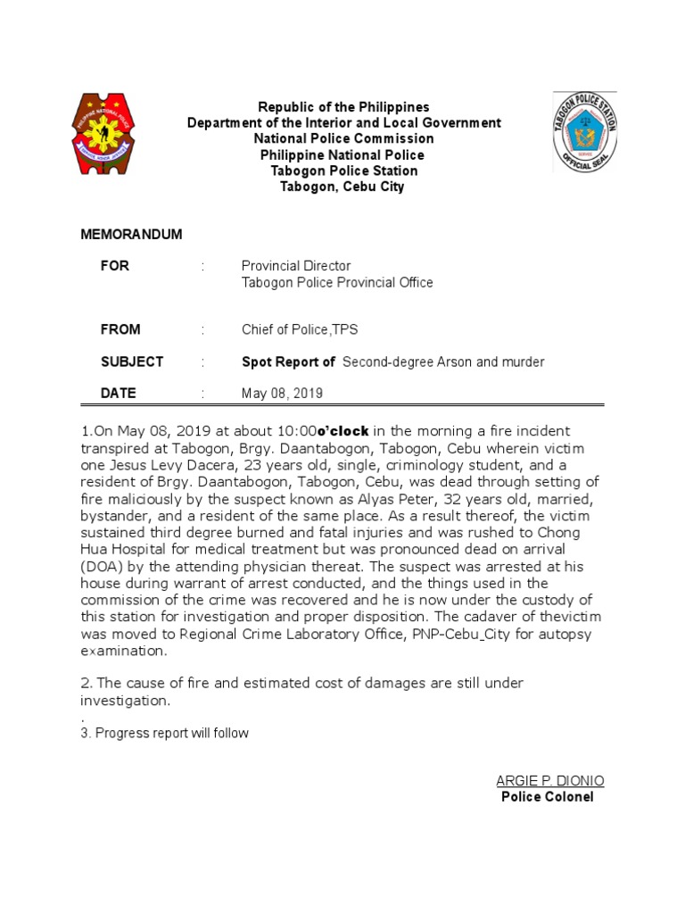 Sample Format of All Police Report | PDF | Law Enforcement | Crime ...