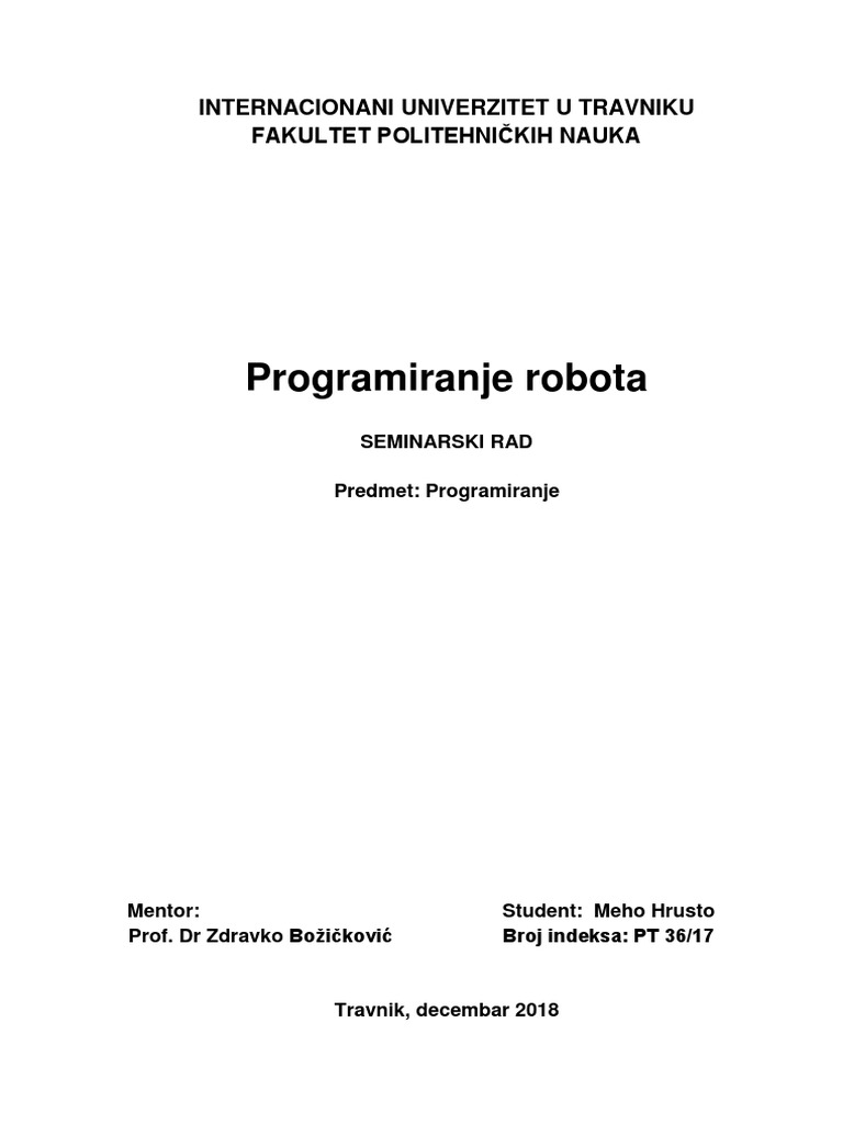 Programiranje Robota | PDF