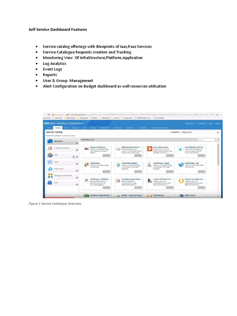 Self Service Dashboard Features | PDF | Cloud Computing | Virtual Machine