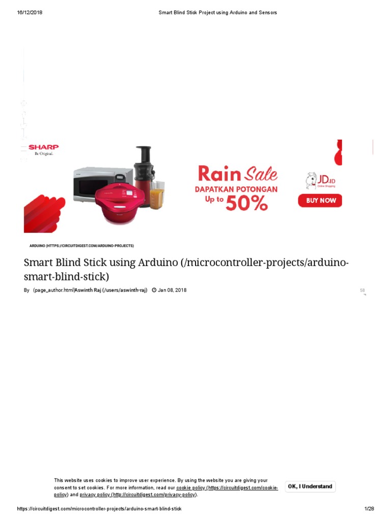 Smart Blind Stick Project Using Arduino and Sensors | PDF | Http Cookie ...