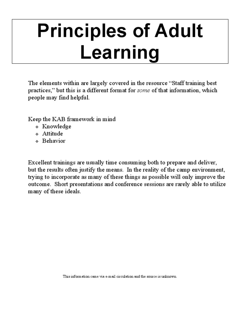 Adult Learning Theory | PDF