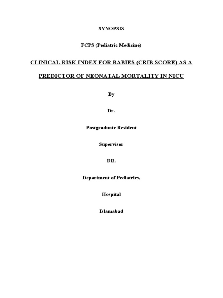 Accuracy of CRIB Score in Predicting Neonatal Mortality among Very Low ...