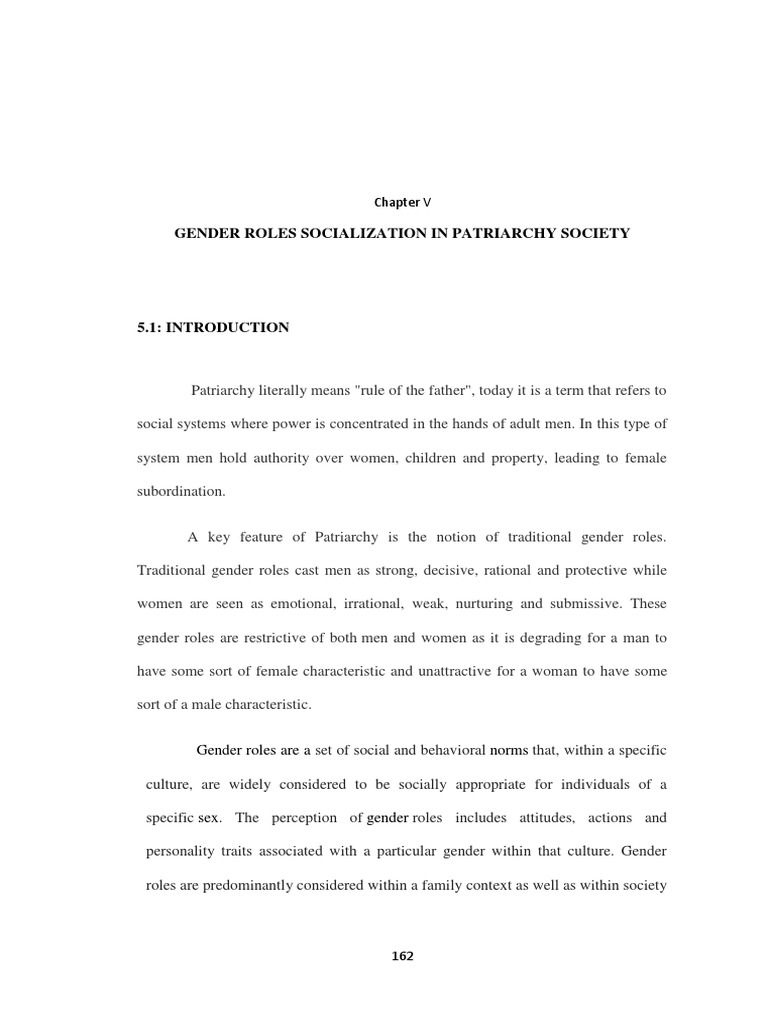 Gender Roles Socialization in Patriarchy Society | PDF | Gender Role ...