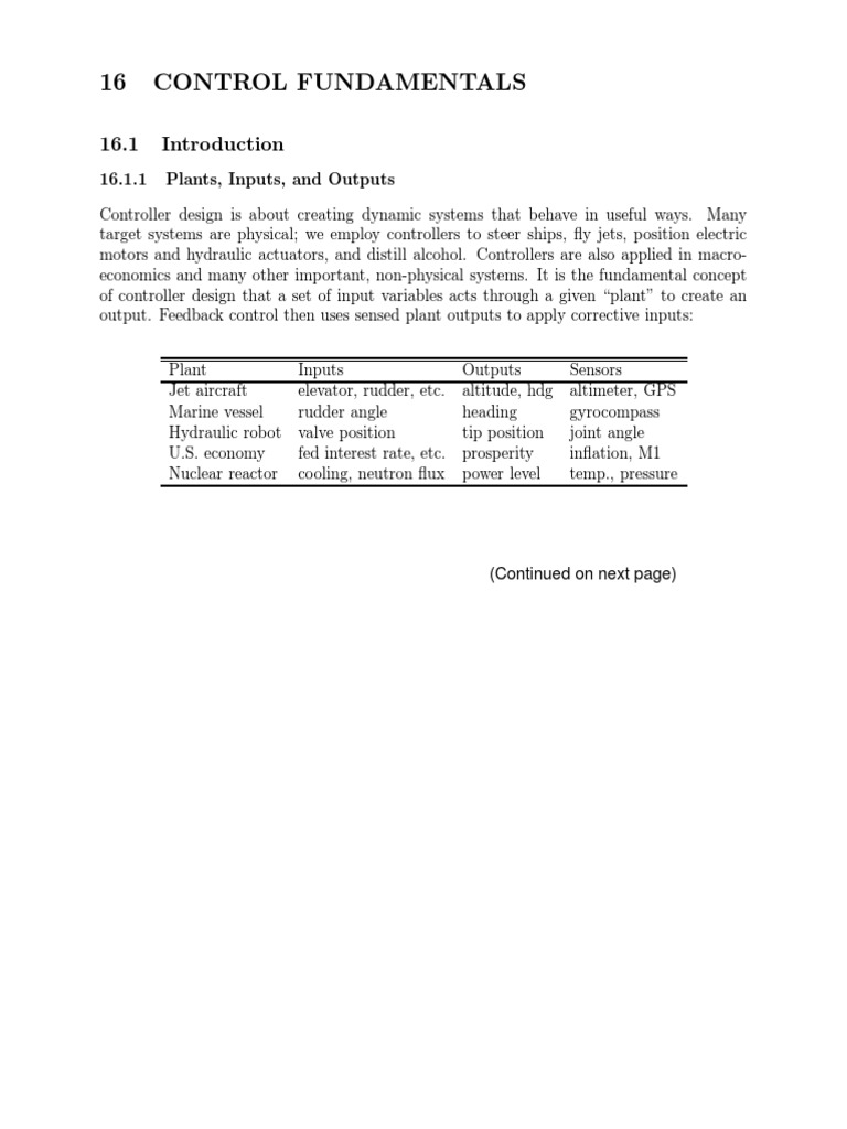 16 Control Fundamentals: (Continued On Next Page) | Download Free PDF ...