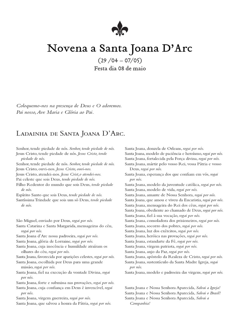Novena A Santa Joana D'Arc | PDF | Santo | Maria, mãe de Jesus
