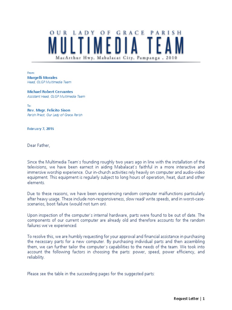 Request Letter For Computer | PDF | Random Access Memory | Personal ...