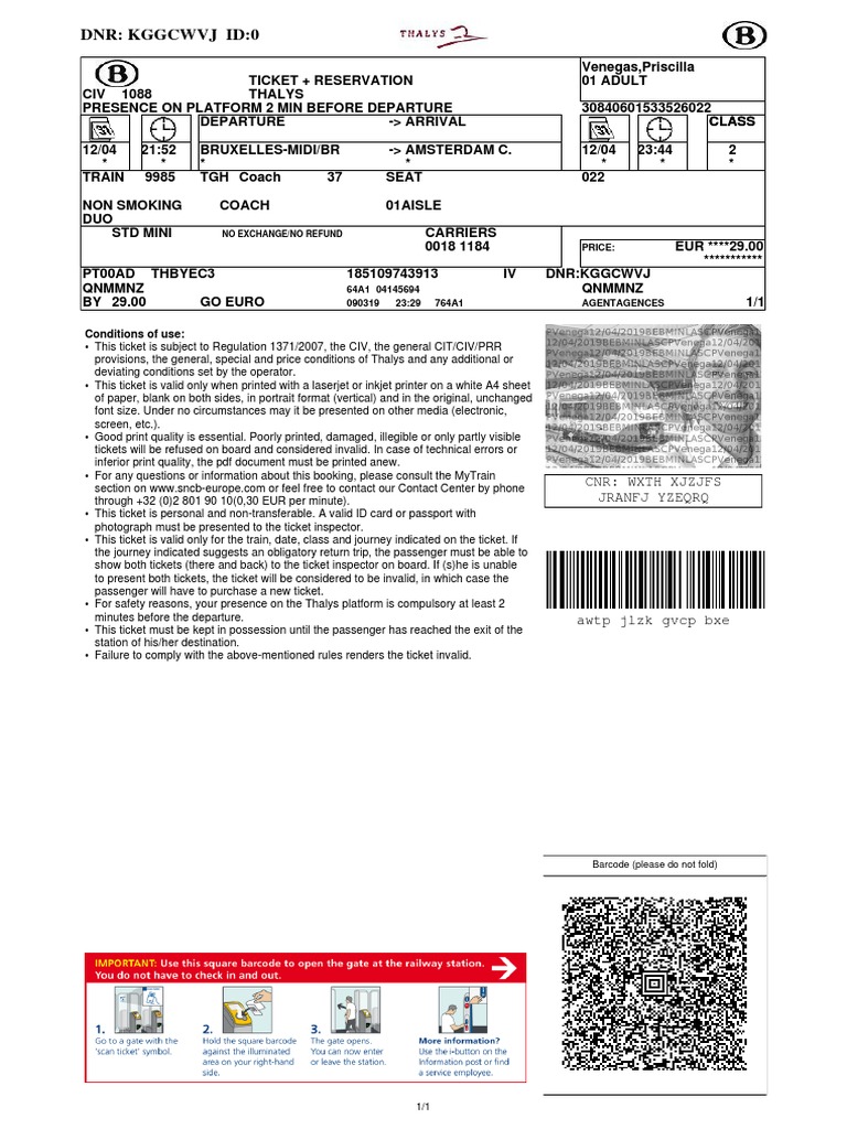 Omio Print Tickets KGGCWVJ PDF | PDF