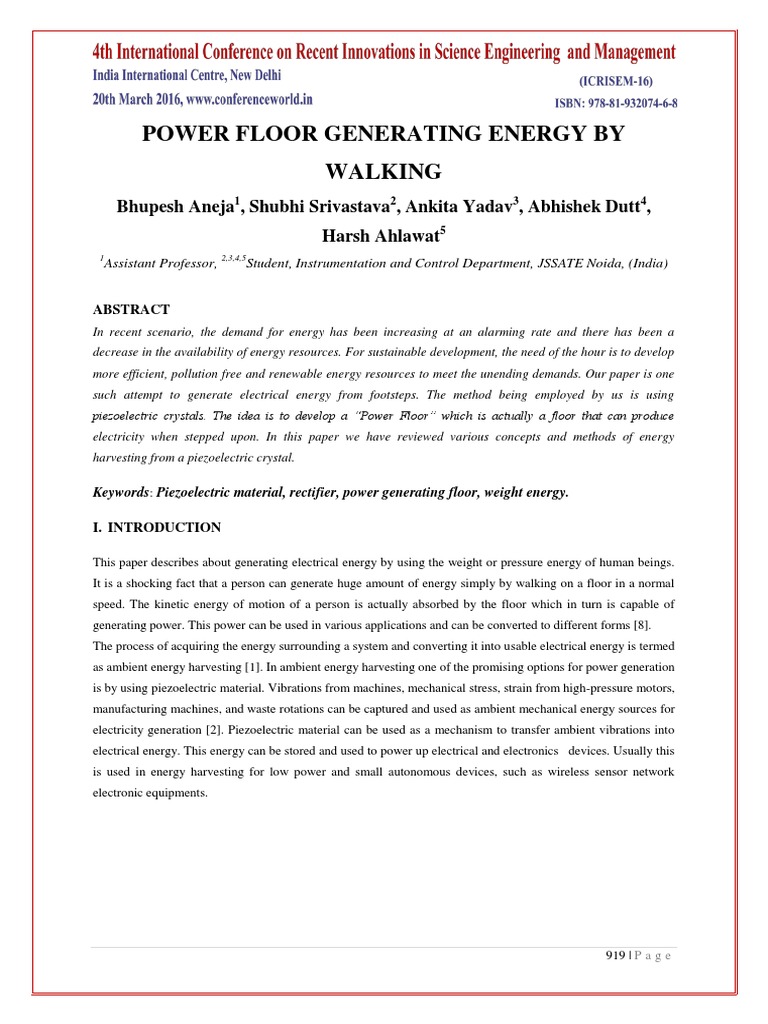 Power Floor Generating Energy by Walking | PDF | Piezoelectricity ...
