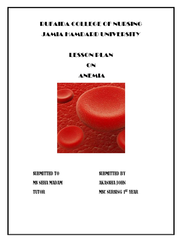 Lesson Plan On Anemia | Download Free PDF | Anemia | Medical Specialties