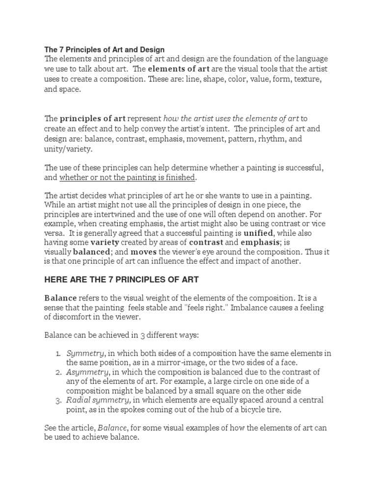 The 7 Principles of Art and Design | PDF | Composition (Visual Arts ...