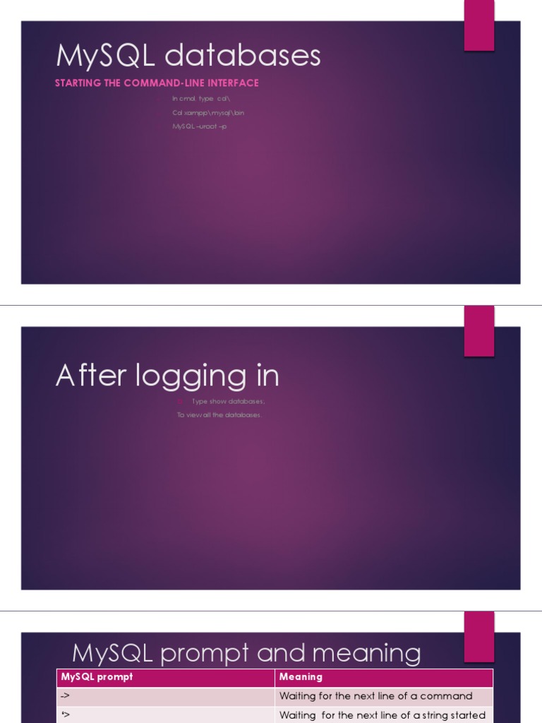 Mysql Databases: Starting The Command-Line Interface | Download Free PDF | Command Line ...