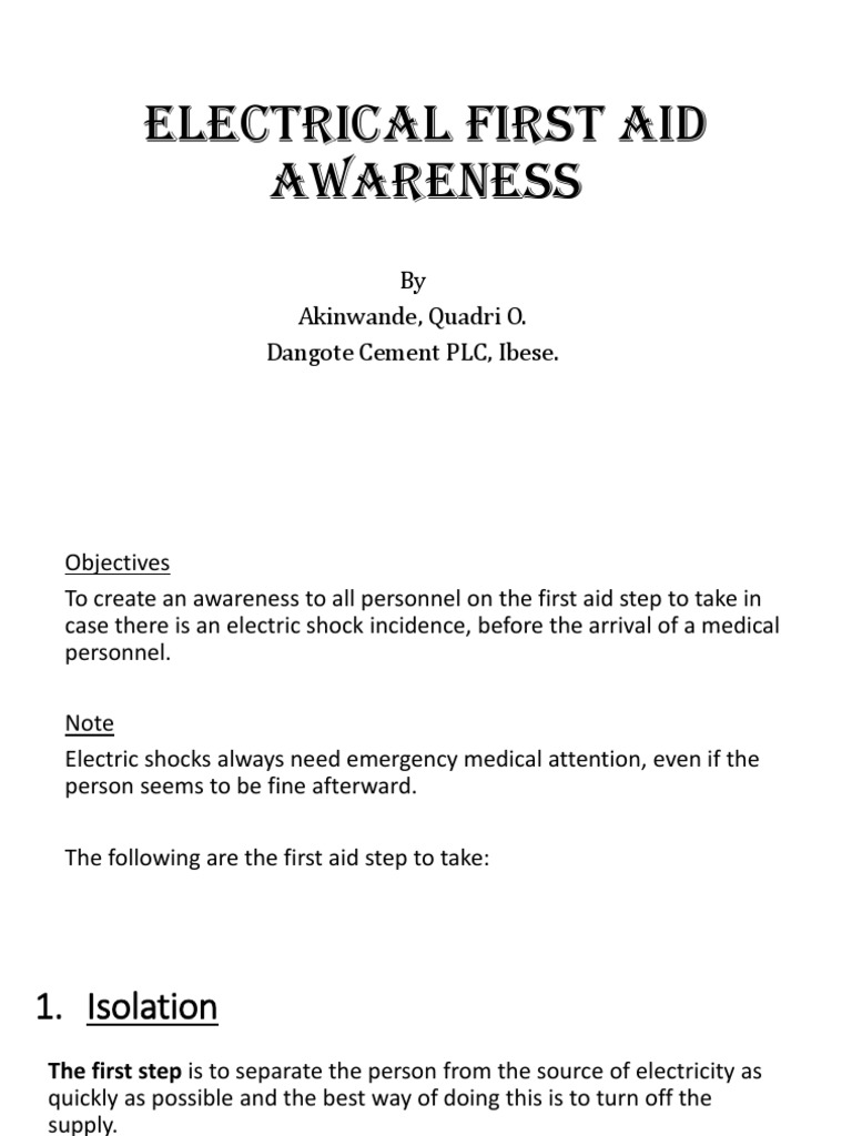 Electrical First Aid Awareness | PDF | Cardiopulmonary Resuscitation ...