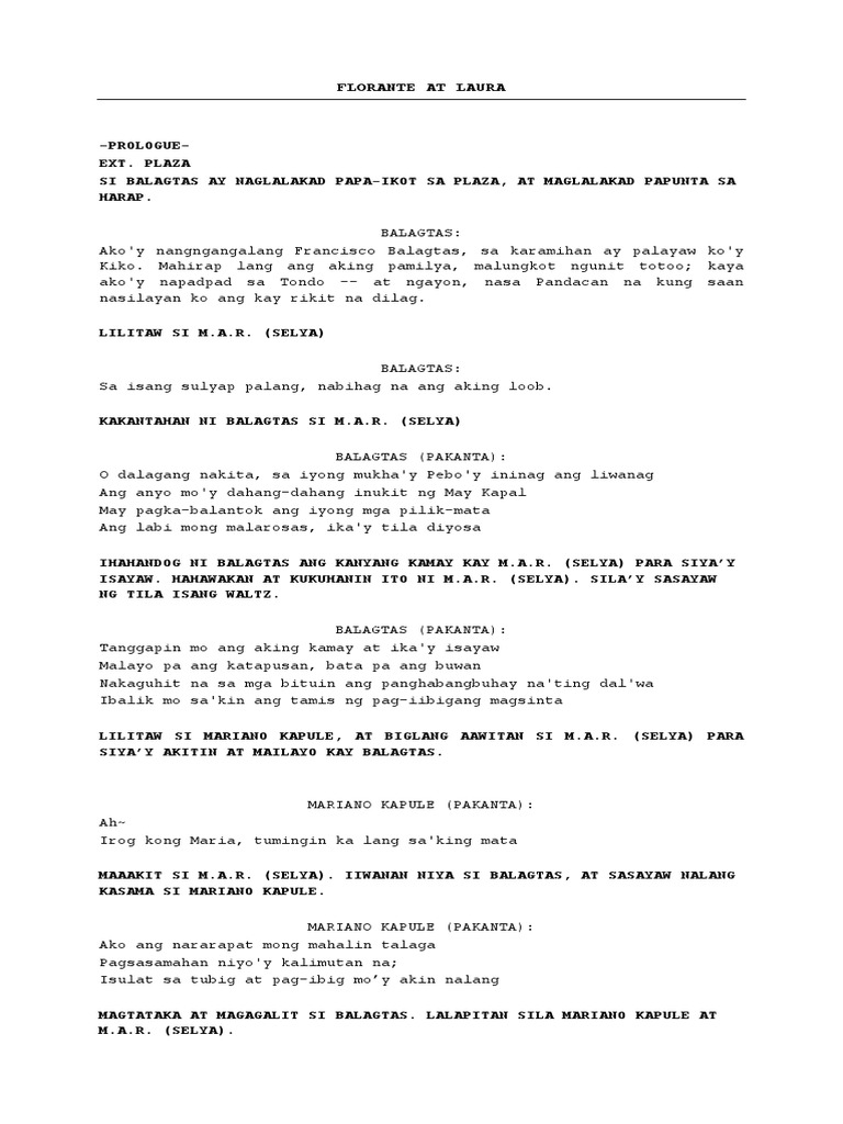 Filipino Florante at Laura Script | PDF