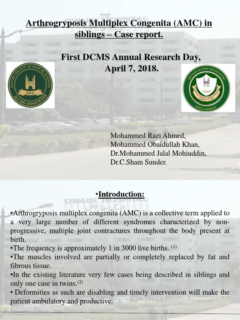 Arthrogryposis Multiplex Congenita (AMC) in Siblings - Case Report ...