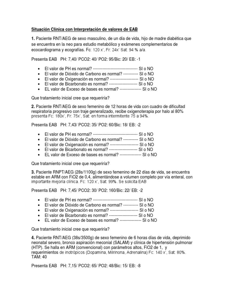 Situación Clínica Con Interpretación de Valores de EAB | PDF ...