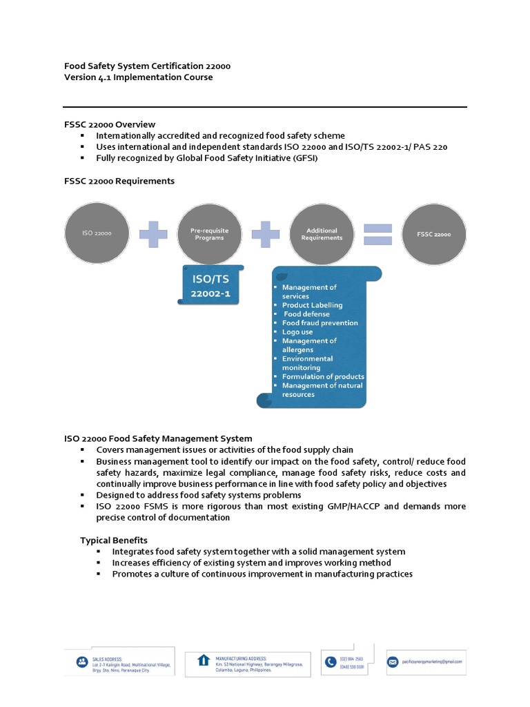 FSSC Training Report | PDF | Food Safety | Prevention