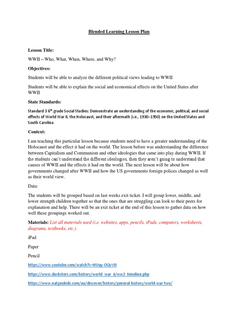 Blended Learning Lesson Plan | PDF | Lesson Plan | Multimedia