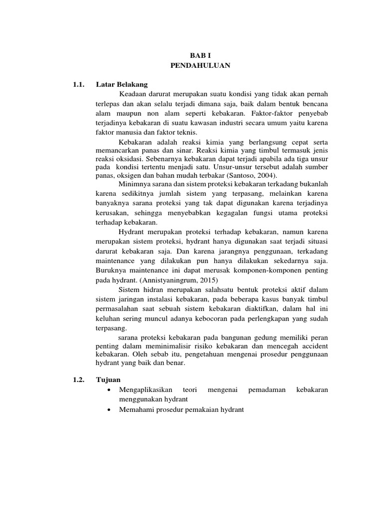 Laporan Pendahuluan Hydrant | PDF