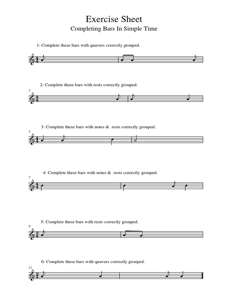 Completing Bars - Simple Time | PDF