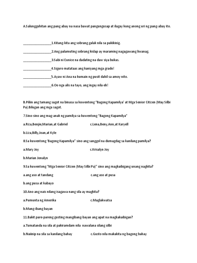 Filipino Quiz | PDF